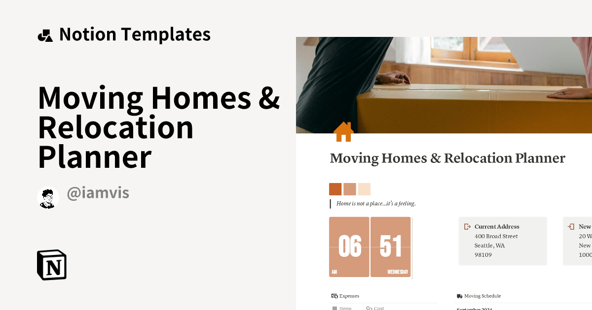 Moving Homes & Relocation Planner Template by Vis | Notion Marketplace
