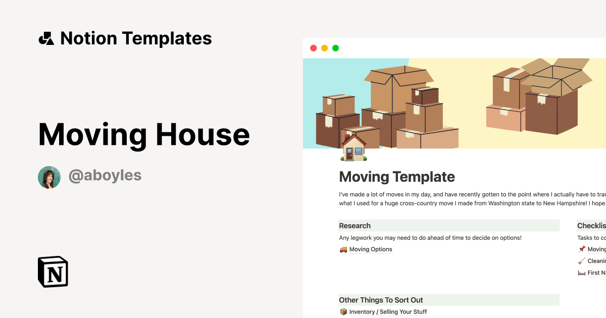 Moving House Template | Notion Marketplace