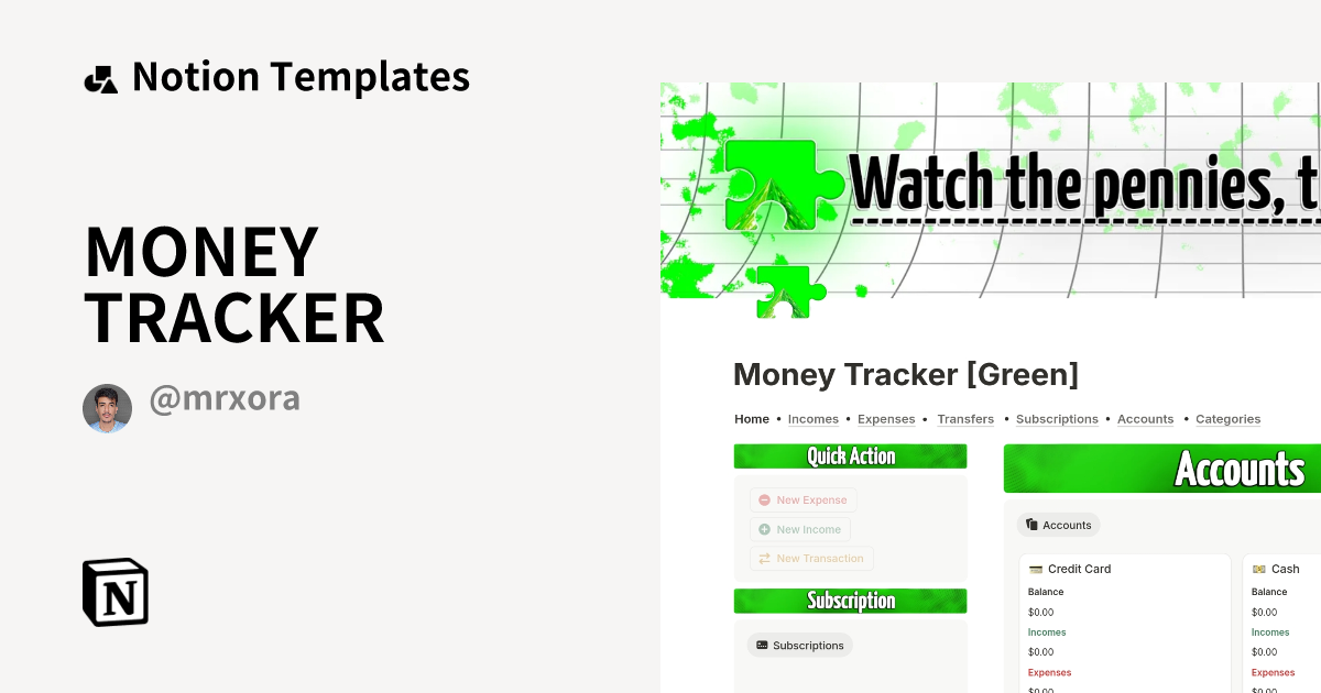 MONEY TRACKER Template by Mr. Xora | Notion Marketplace