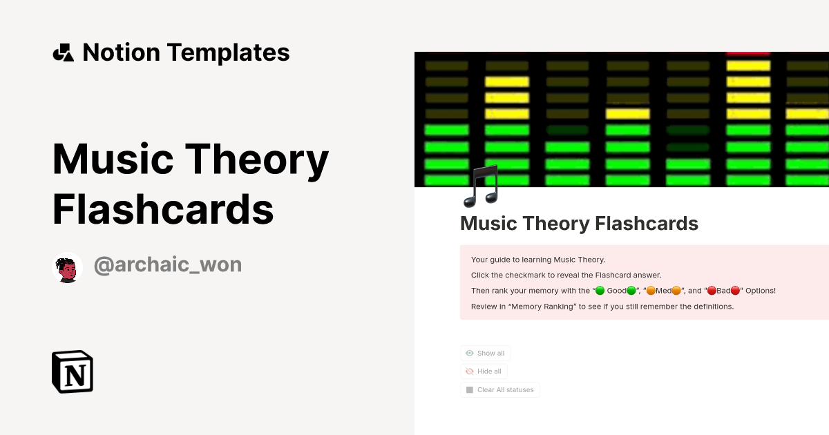 Music Theory Flashcards Template | Notion Marketplace