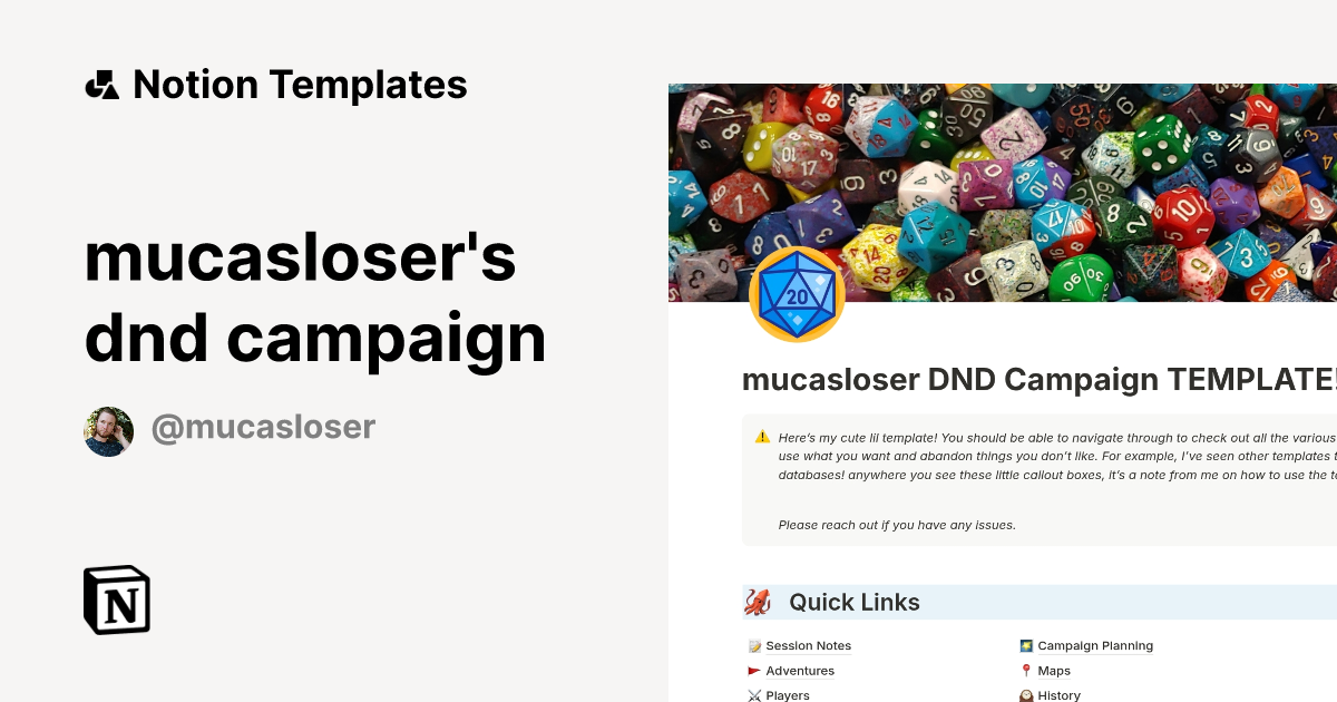 mucasloser's dnd campaign Template | Notion Marketplace