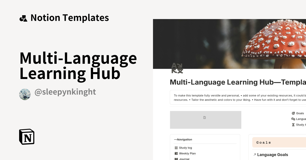 Multi-Language Learning Hub Template | Notion Marketplace