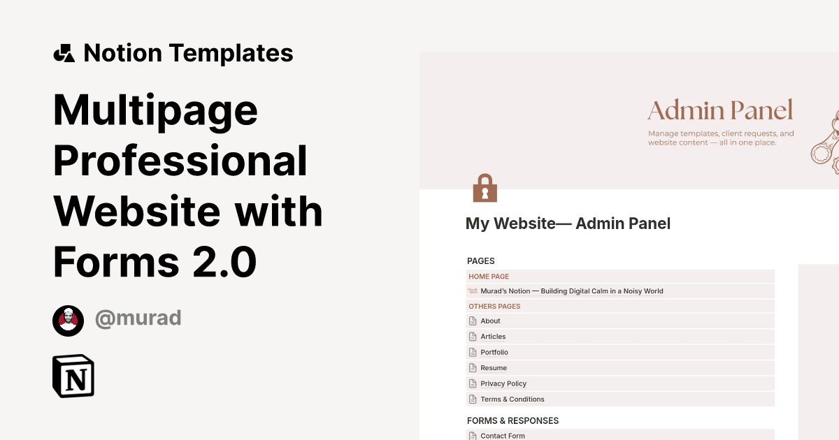 Multipage Professional Website with Forms 2.0 Template | Notion Marketplace