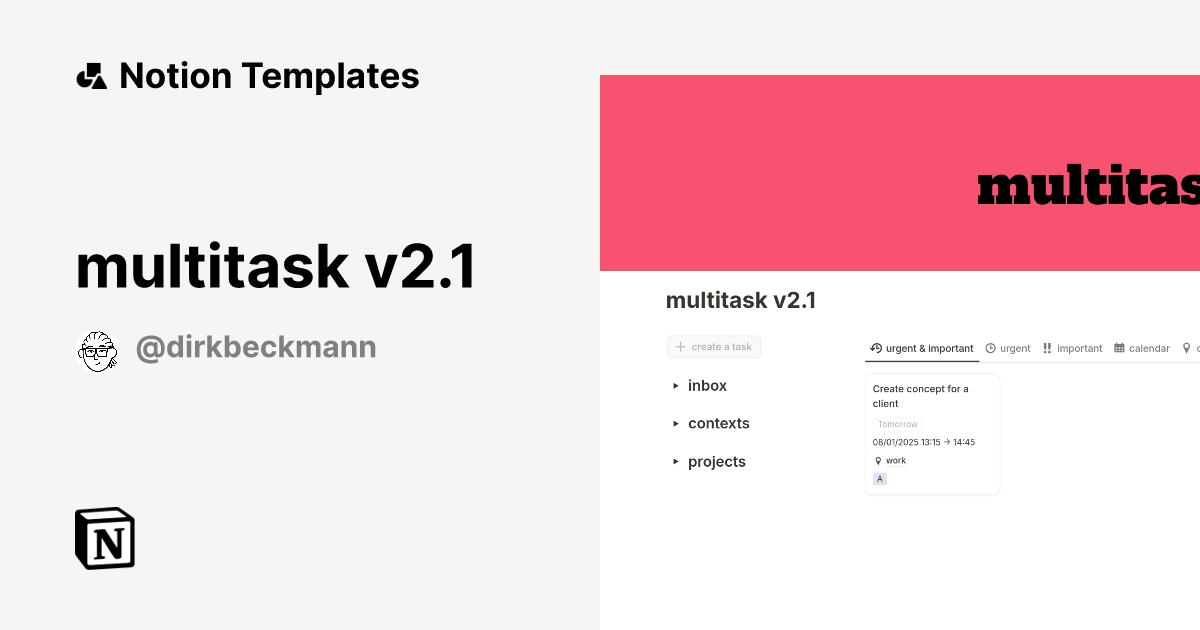 multitask v2.1 Template | Notion Marketplace