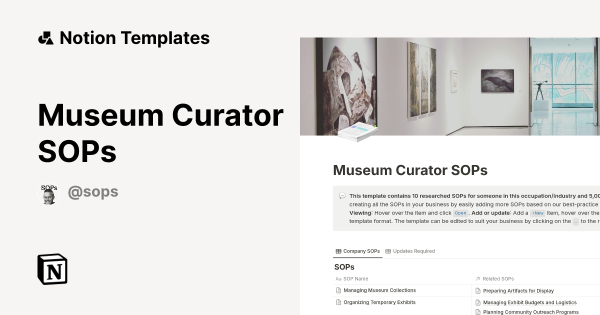 Museum Curator SOPs Template | Notion Marketplace