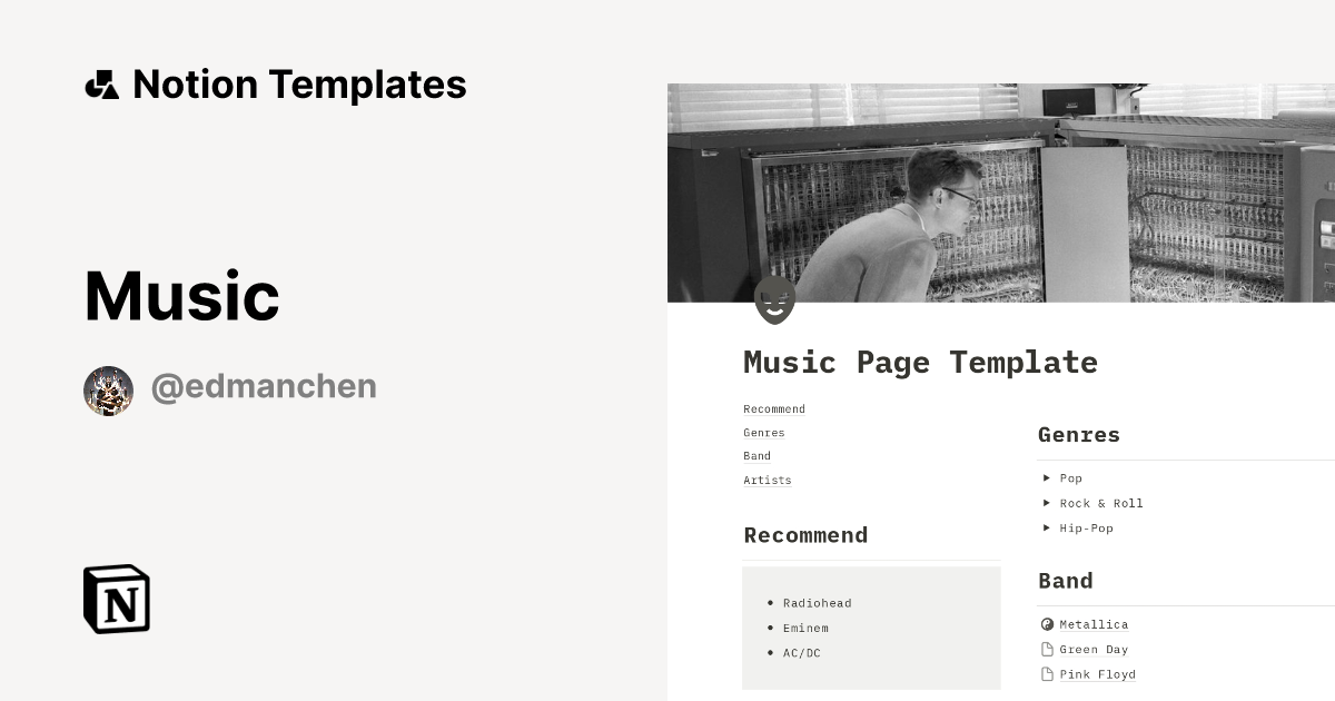 Music Template by Edman Chen | Notion Marketplace