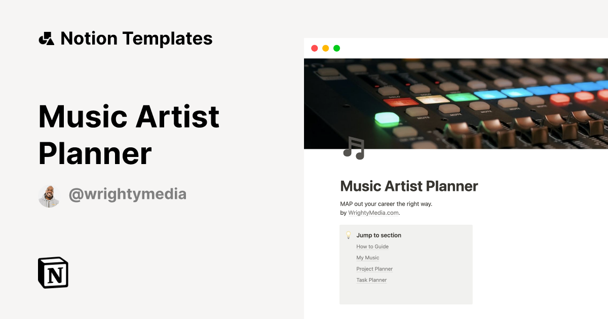 Music Artist Planner Template by WrightyMedia | Notion Marketplace