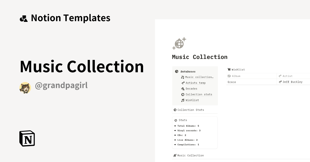 Music Collection Template | Notion Marketplace