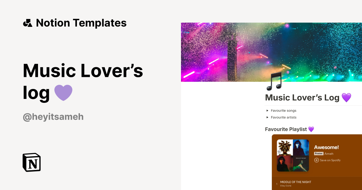 Music Lover’s log 💜 Template | Notion Marketplace