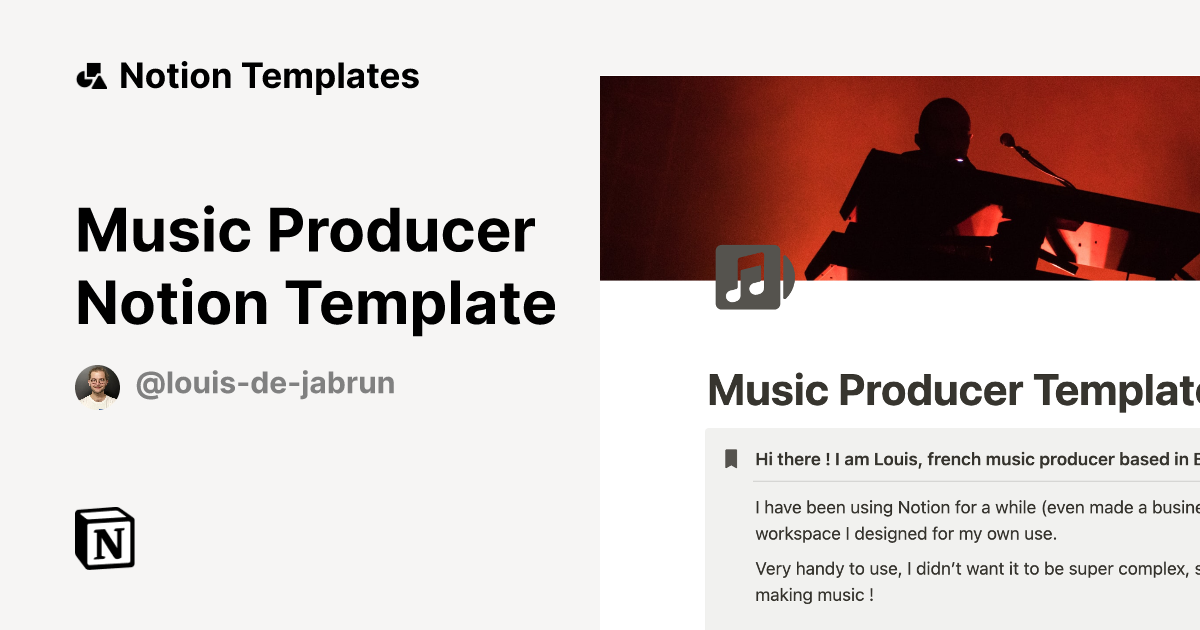 Music Producer Notion Template Template by Louis de Jabrun | Notion ...
