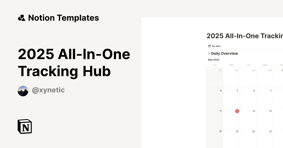 2025 All-In-One Tracking Hub Template by Xynetic | Notion Marketplace