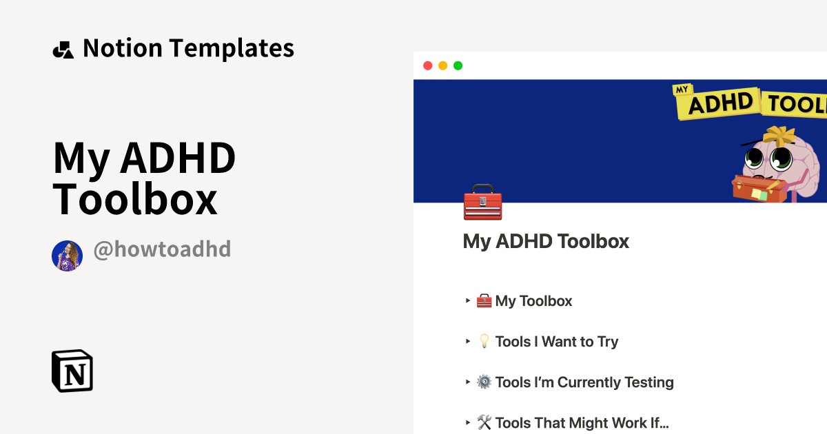 My ADHD Toolbox Template by How to ADHD | Notion Marketplace