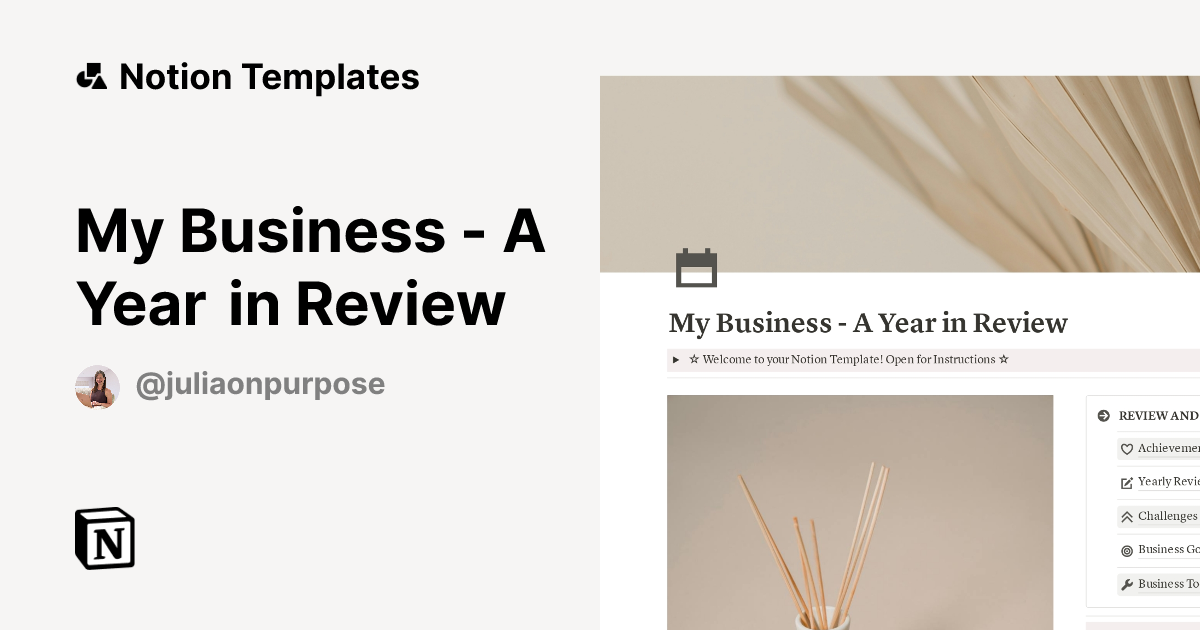 My Business - A Year in Review Template by Julia On Purpose | Notion ...