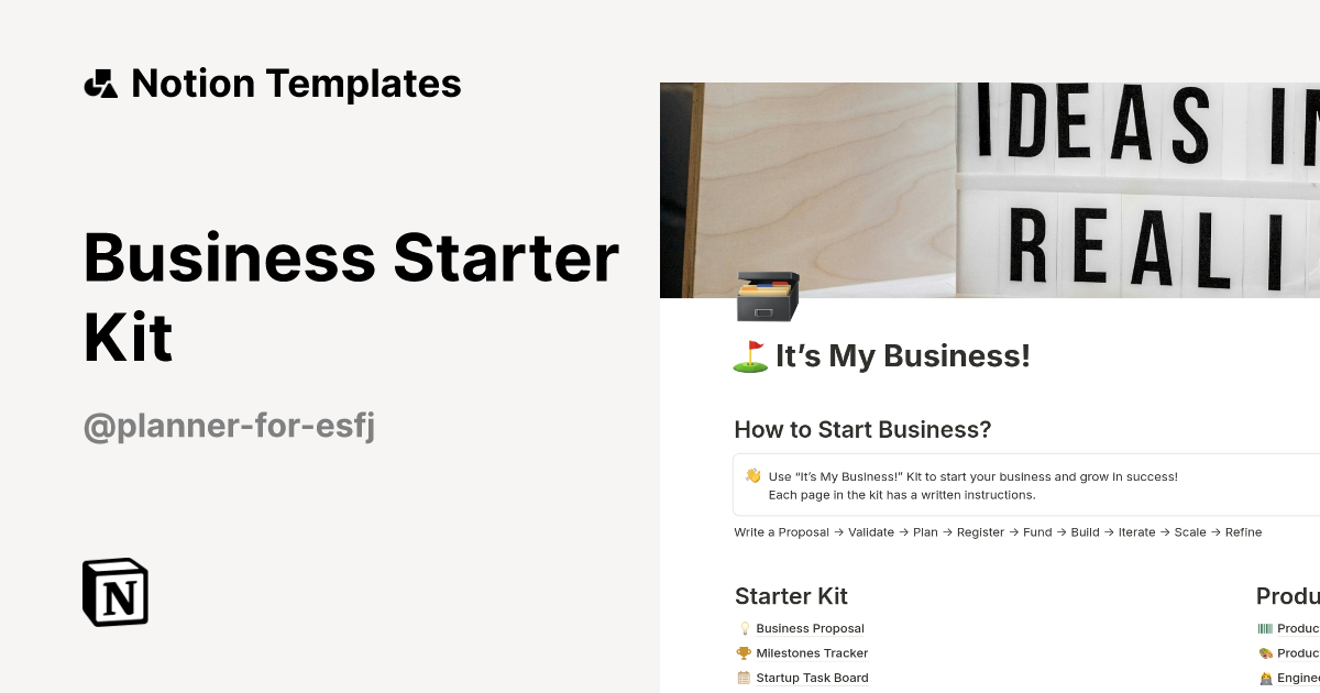 Business Starter Kit Template by ESFJ | Notion Marketplace