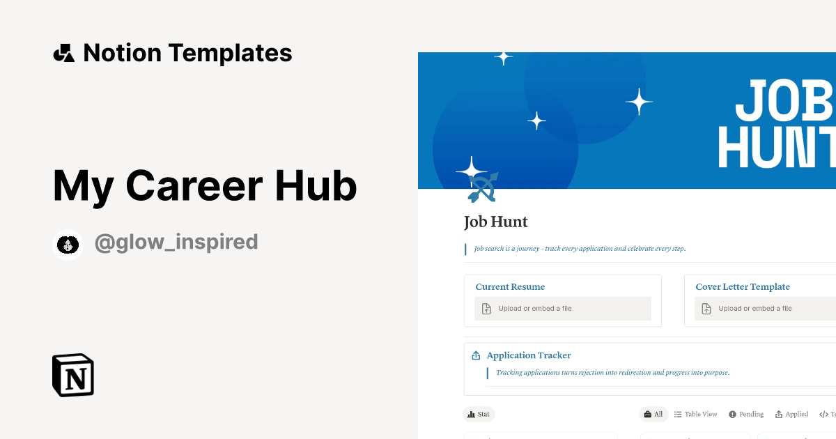 My Career Hub Template by Glow Inspired | Notion Marketplace