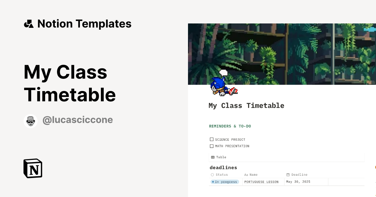 My Class Timetable Template | Notion Marketplace