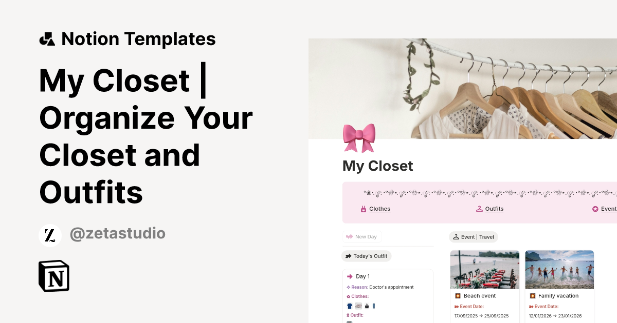 My Closet | Organize Your Closet and Outfits Template | Notion Marketplace