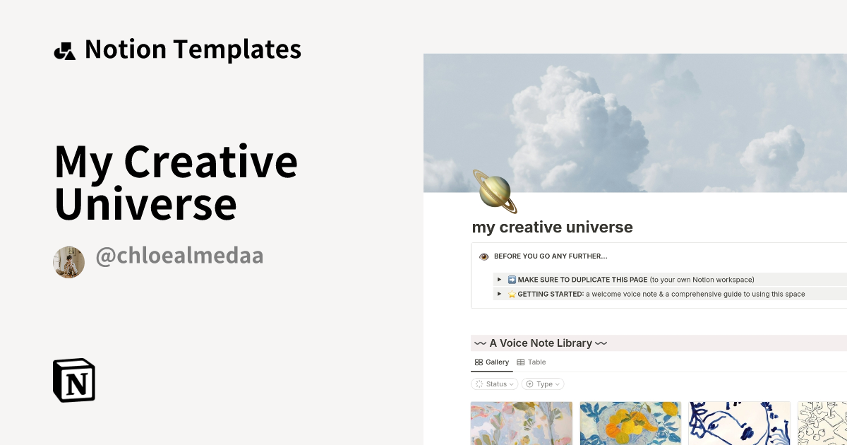 My Creative Universe Template | Notion Marketplace