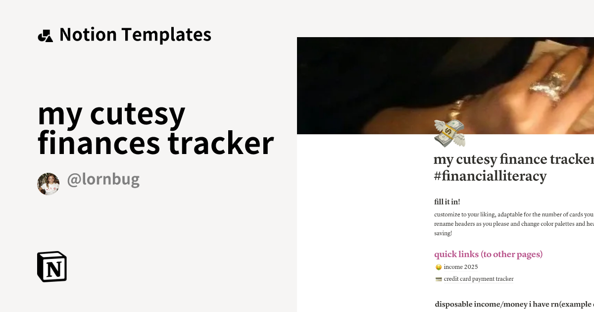 my cutesy finances tracker Template | Notion Marketplace