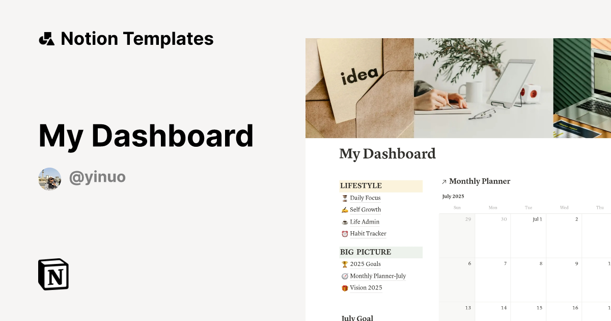 My Dashboard Template | Notion Marketplace