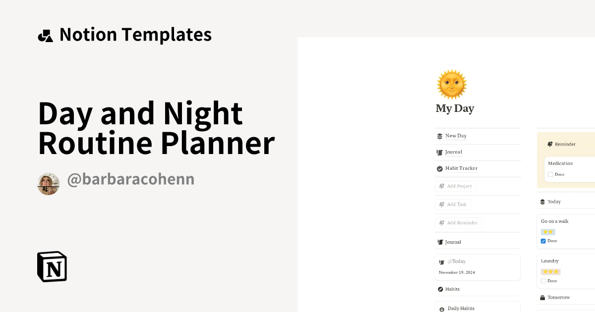 Day and Night Routine Planner Template | Notion Marketplace