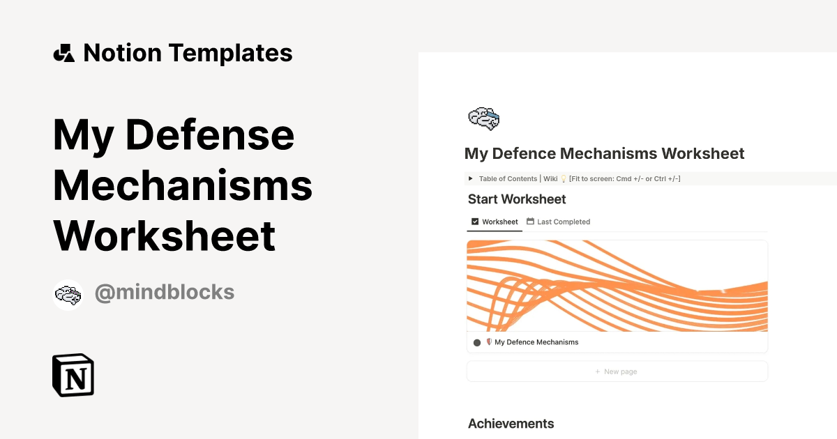 My Defense Mechanisms Worksheet Template | Notion Marketplace