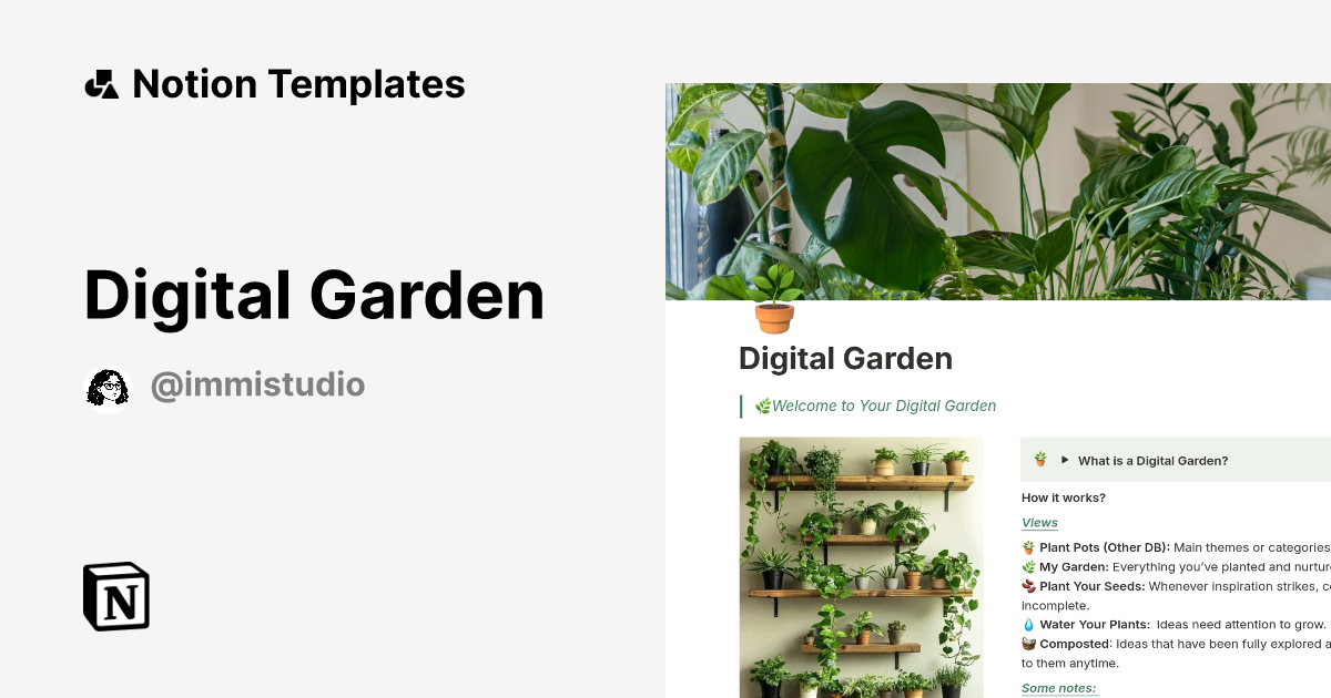 Digital Garden Template by Immi | Notion Marketplace