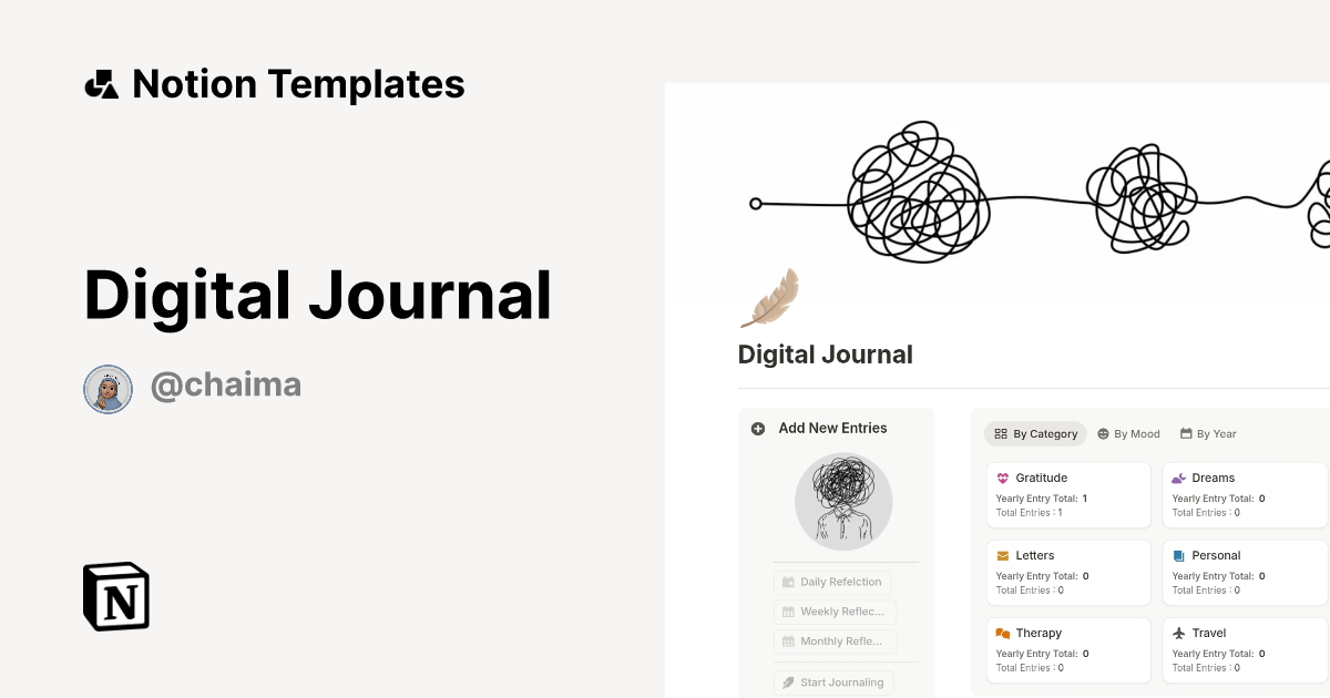 Digital Journal Template by Chaima Create | Notion Marketplace
