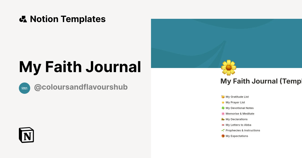 My Faith Journal Template by Colours & Flavours Shop | Notion Marketplace