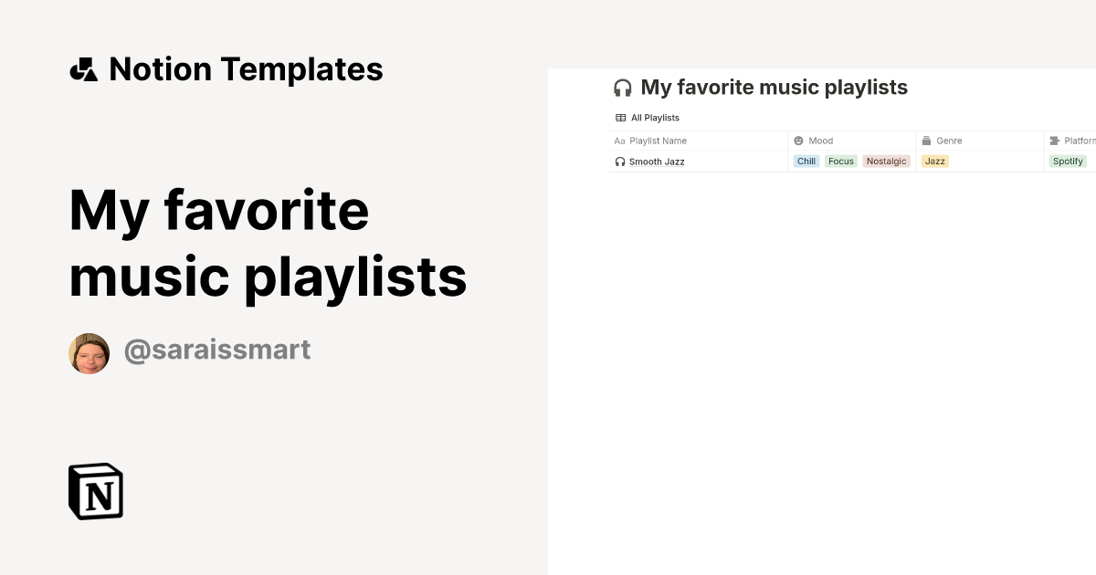 My favorite music playlists Template | Notion Marketplace