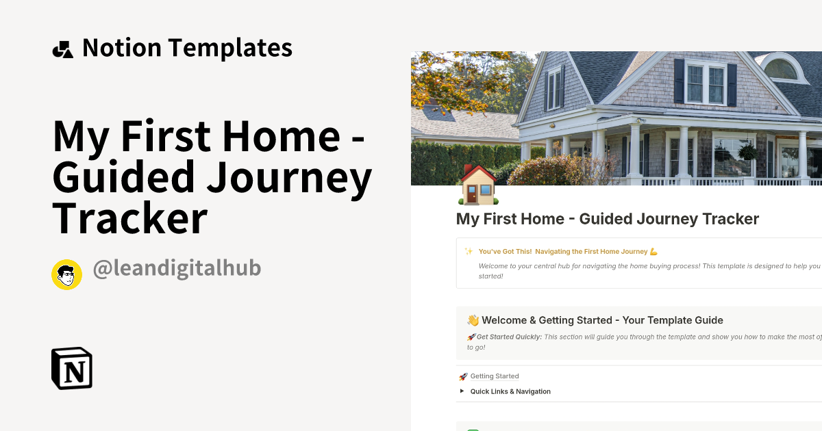 My First Home - Guided Journey Tracker Template | Notion Marketplace