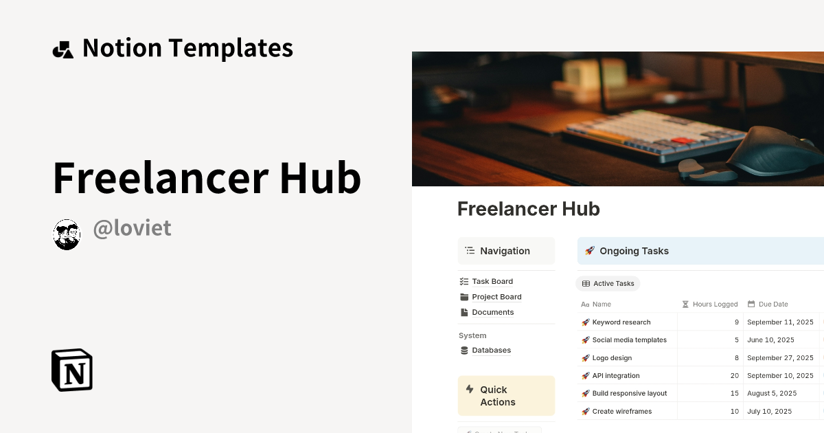 Freelancer Hub Template by Loviet | Notion Marketplace