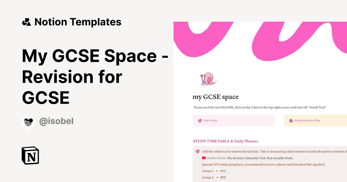 My GCSE Space - Revision for GCSE Template | Notion Marketplace