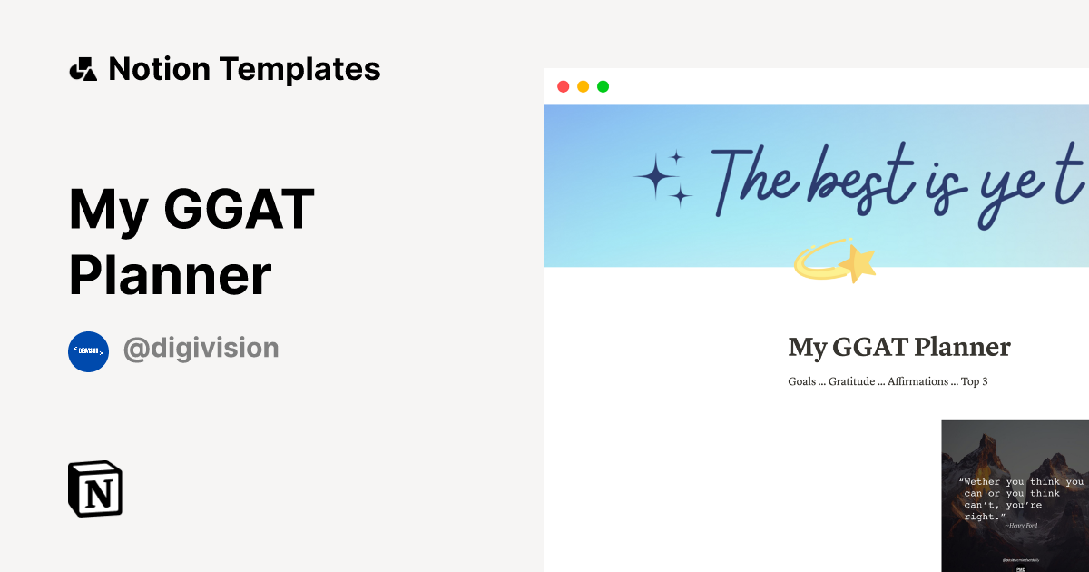 My GGAT Planner Template | Notion Marketplace