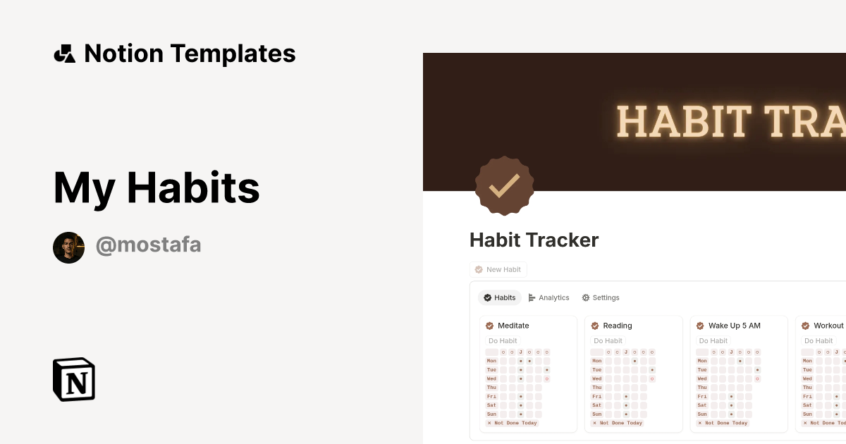 My Habits Template by Mostafa Yasser | Notion Marketplace