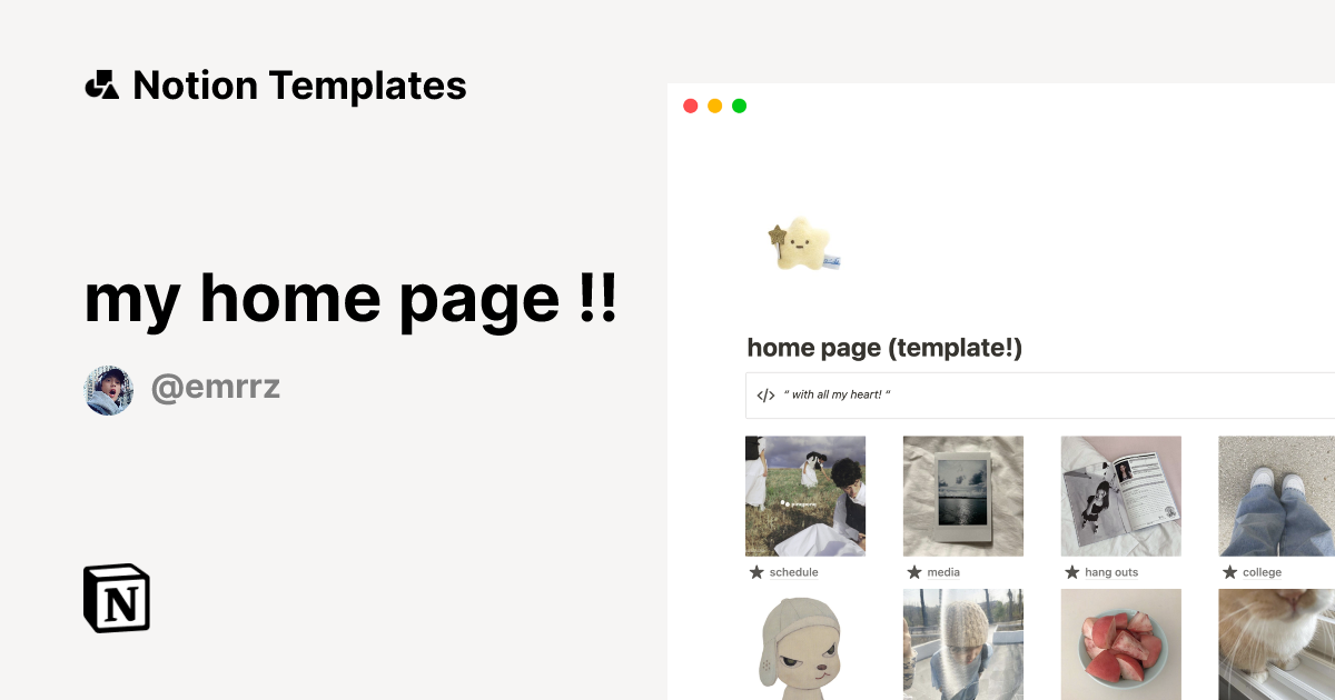my home page !! Template | Notion Marketplace
