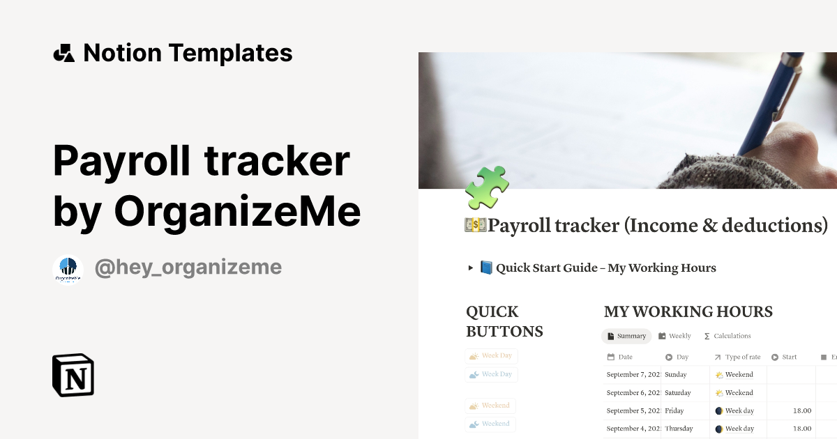 Payroll tracker by OrganizeMe Template by OrganizeMe | Notion Marketplace