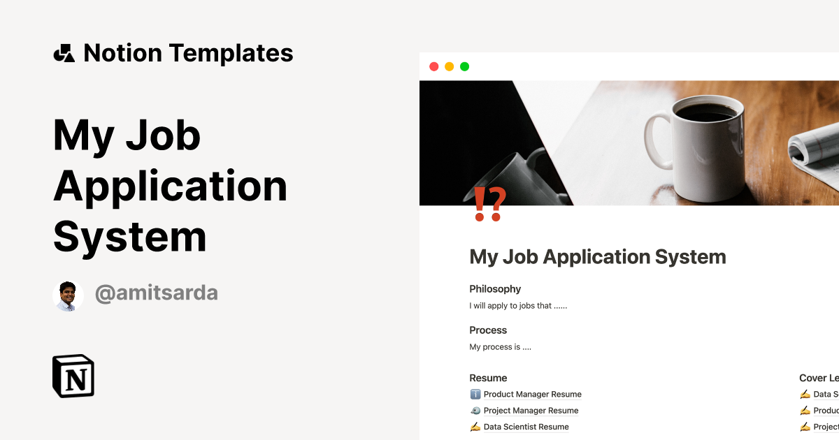 My Job Application System Template by Amit Sarda | Notion Marketplace