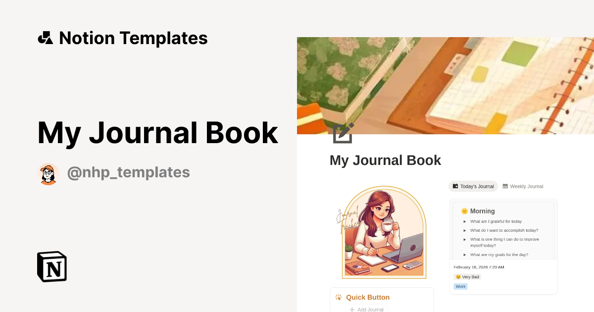 My Journal Book Template | Notion Marketplace