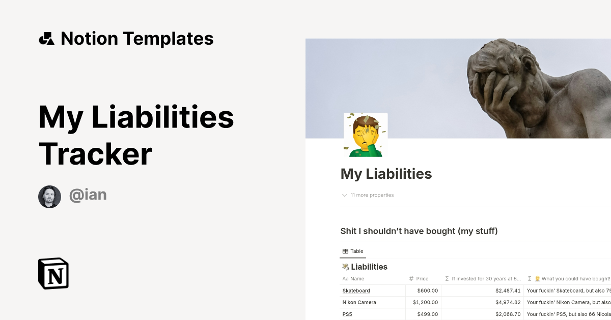 My Liabilities Tracker Template | Notion Marketplace