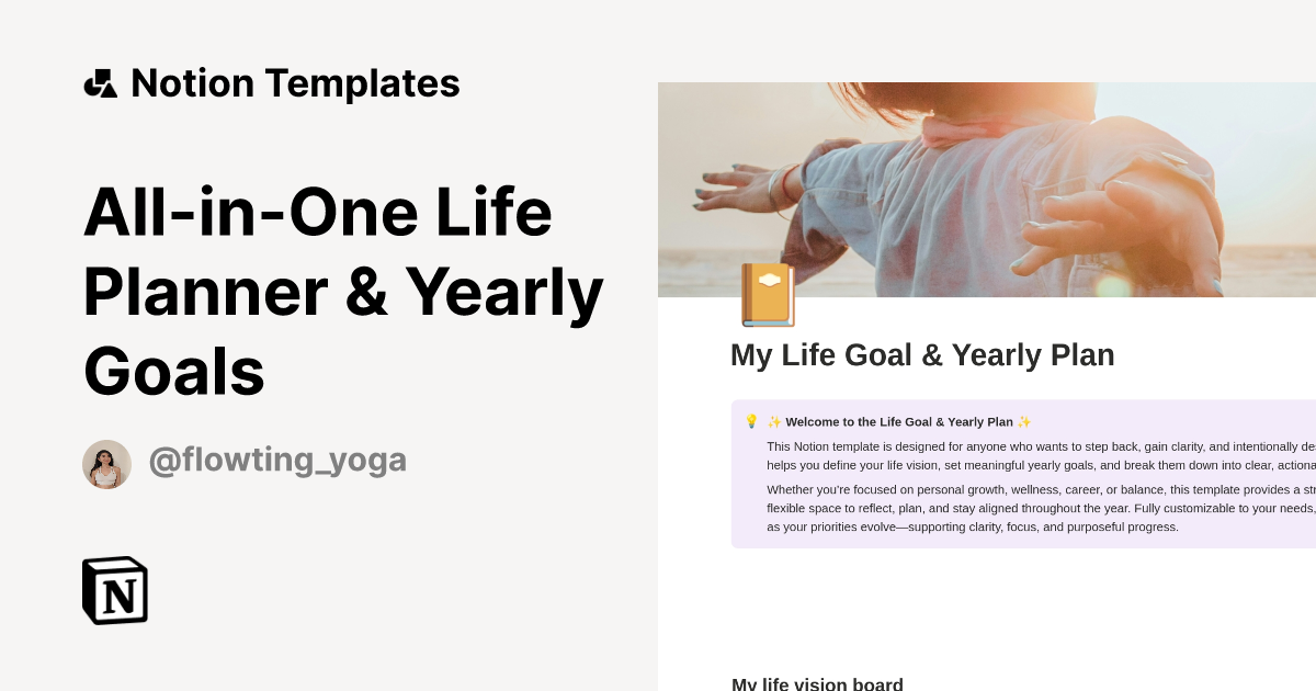 All-in-One Life Planner & Yearly Goals Template | Notion Marketplace