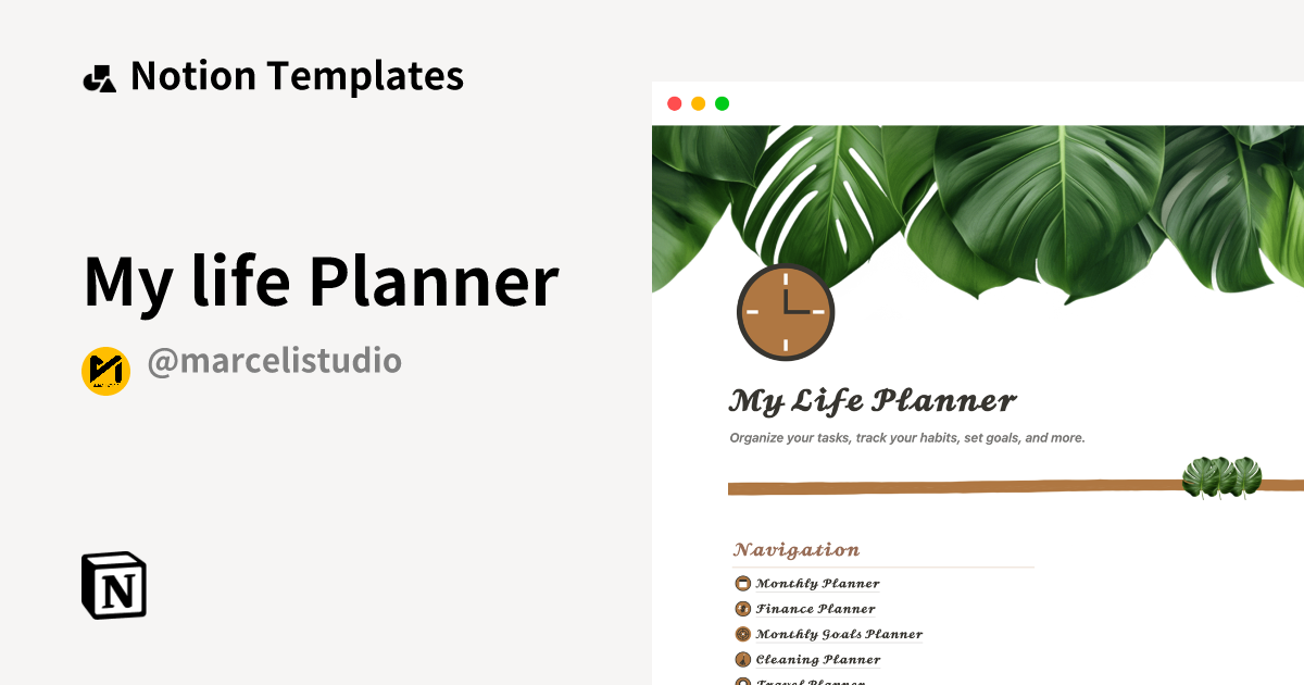 My life Planner Template by Marceli Studio | Notion Marketplace