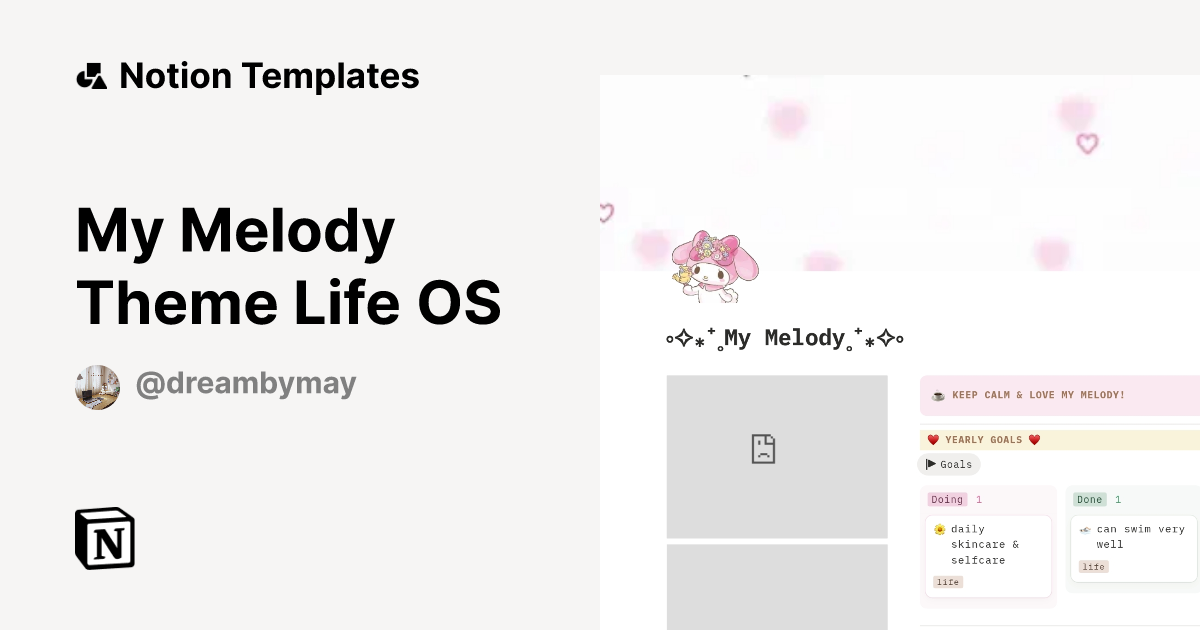 My Melody Theme Life OS Template | Notion Marketplace
