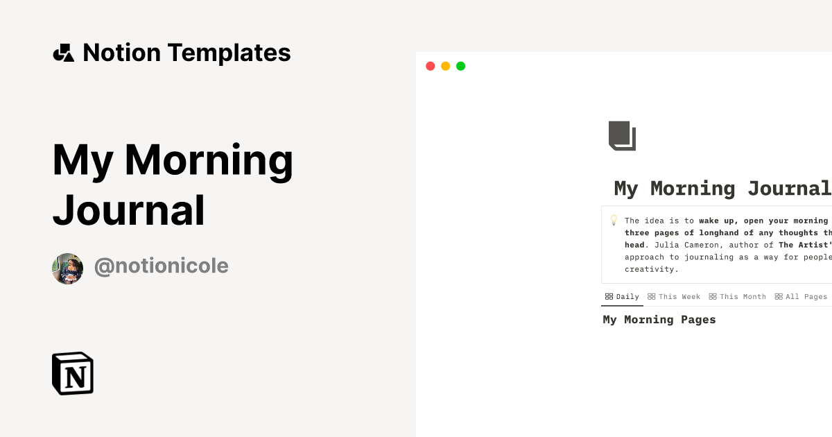 My Morning Journal Template | Notion Marketplace