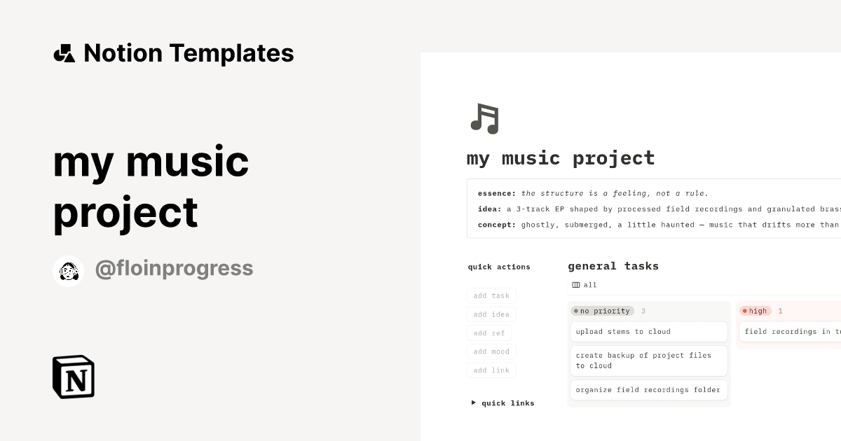 my music project Template | Notion Marketplace