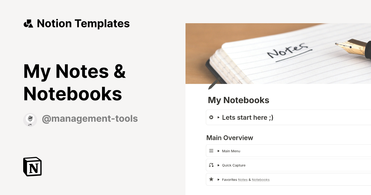 My Notes & Notebooks Template | Notion Marketplace