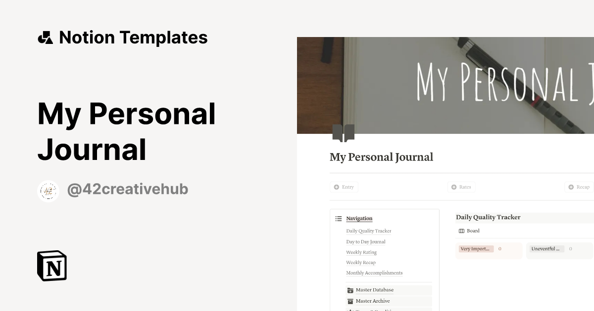 My Personal Journal Template | Notion Marketplace