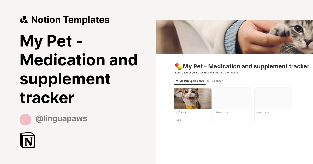 My Pet - Medication and supplement tracker Template by LinguaPaws ...