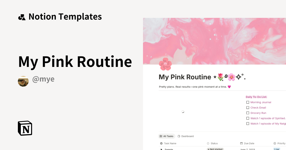 My Pink Routine Template by Mye | Notion Marketplace