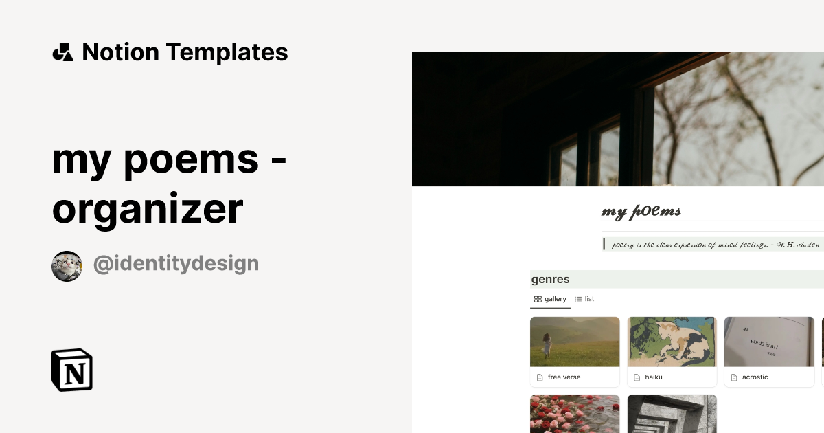 my poems - organizer Template by IdentityDesign | Notion Marketplace
